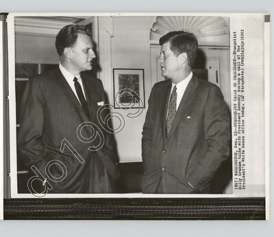 JOHN F. KENNEDY & BILLY GRAHAM @ White House, Washington DC Vtg 1961 ...