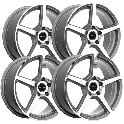 (Set of 4) Motiv 433MS Blade 16x7.5 5x108 +40mm Black/Machined Wheels ...