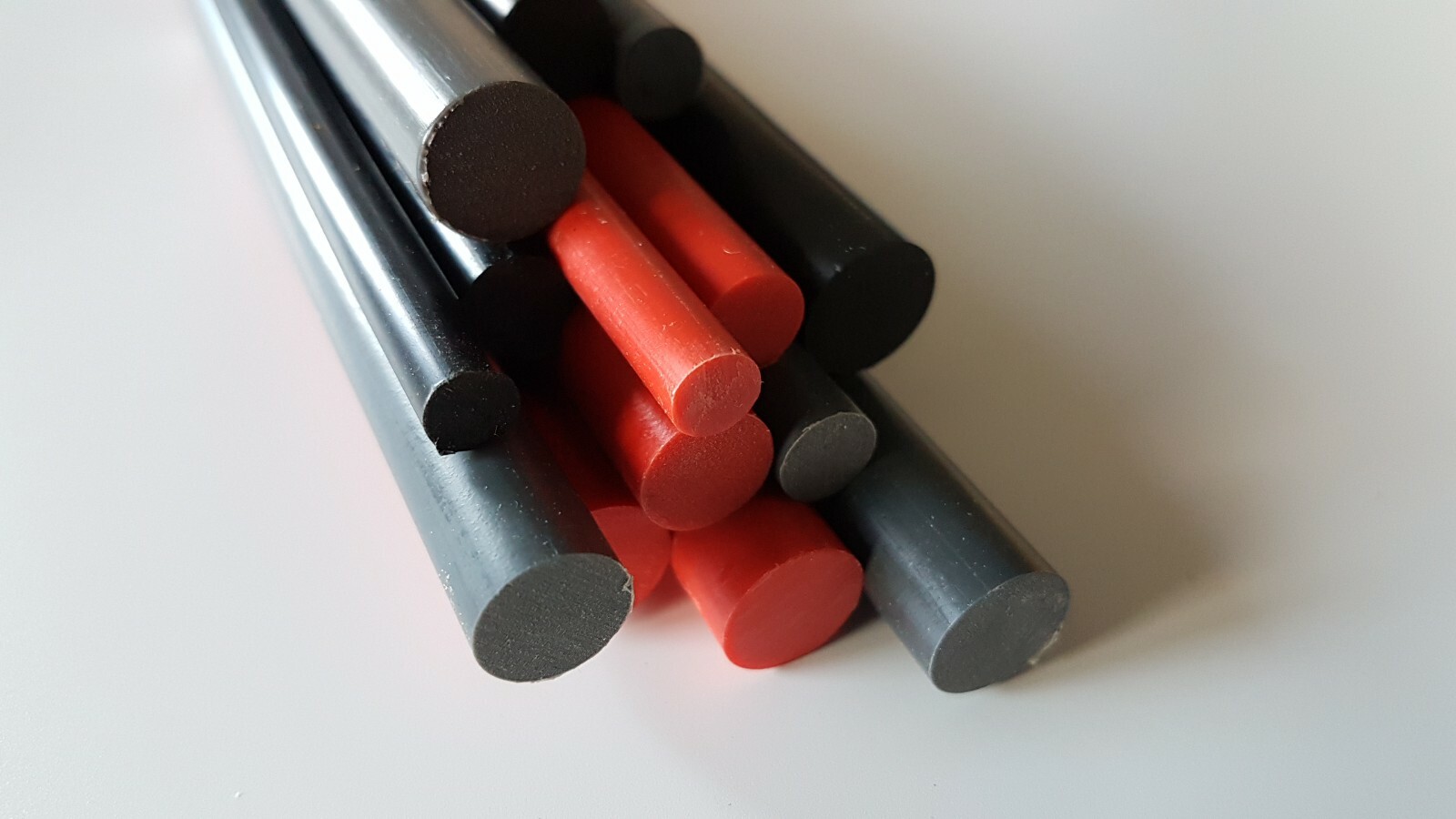 PVC Plastic Round Rod Bar Red, Black, Grey 6 to 25mm Diameter, 50 to ...