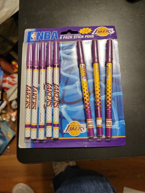 NBA Los Angeles Lakers 8 Pack Stick Pens 5 Black 3 Blue Color Ink Pen ...
