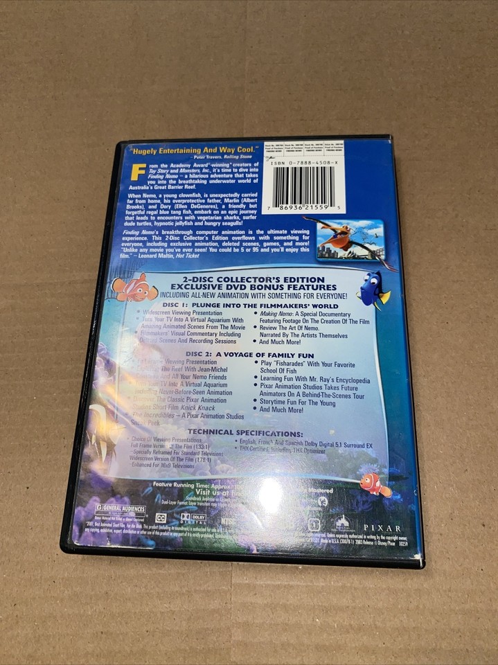 Disney Pixar Finding Nemo (DVD, 2003, 2-Disc Set) Collector's Edition ...