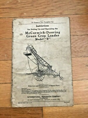 Vtg Instructions McCormick Deering Green Crop Loader Model R Int'l ...