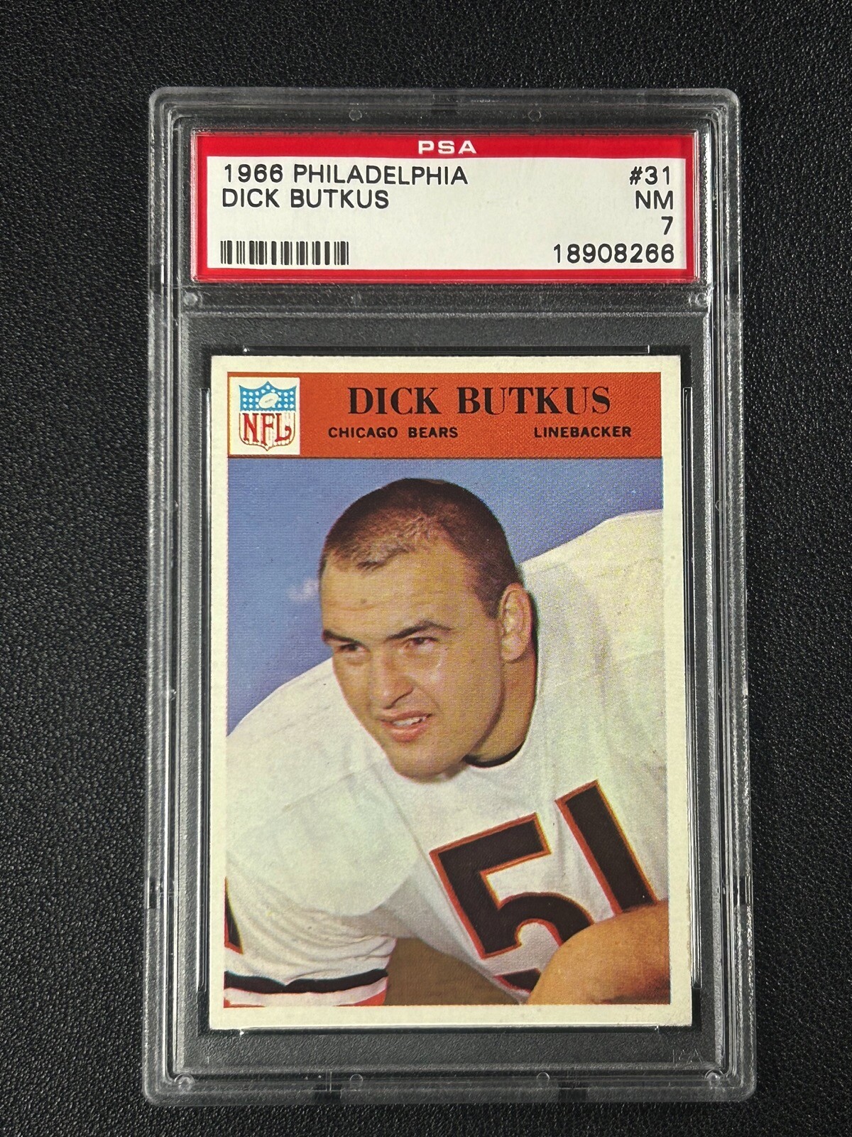 DICK BUTKUS PSA 7 1966 PHILADELPHIA FOOTBALL #31 ROOKIE BEARS CENTERED ...
