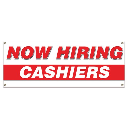 Now Hiring Cashiers Banner Apply Inside Accepting Application Single ...