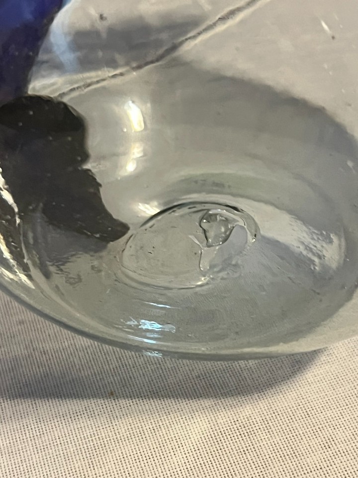 Vintage Mexican Hand Blown Glass small Pitcher Applied Handle with ...