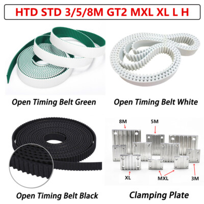 Open Timing Belt / Clamping Plate 6-40mm Width HTD 3/5/8M GT2 MXL XL L ...