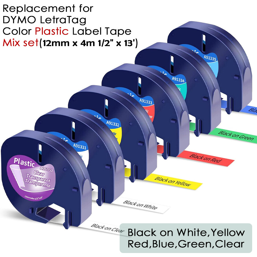 Dymo Letratag Refills Clear Dymo LetraTag Label Tapes - 5 Pack, 12mm ...
