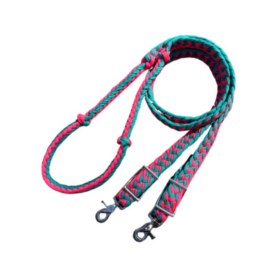 Braided Barrel Reins 8 ft long with 2 Scissor Snaps Hot Pink/Turquoise ...