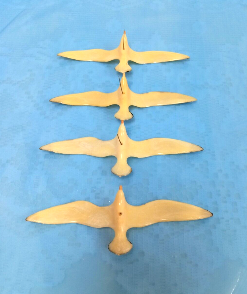 4 VTG Miniature SEAGULL PICK Beige 5" SEA BIRD Terrarium BEACH Crafts ...