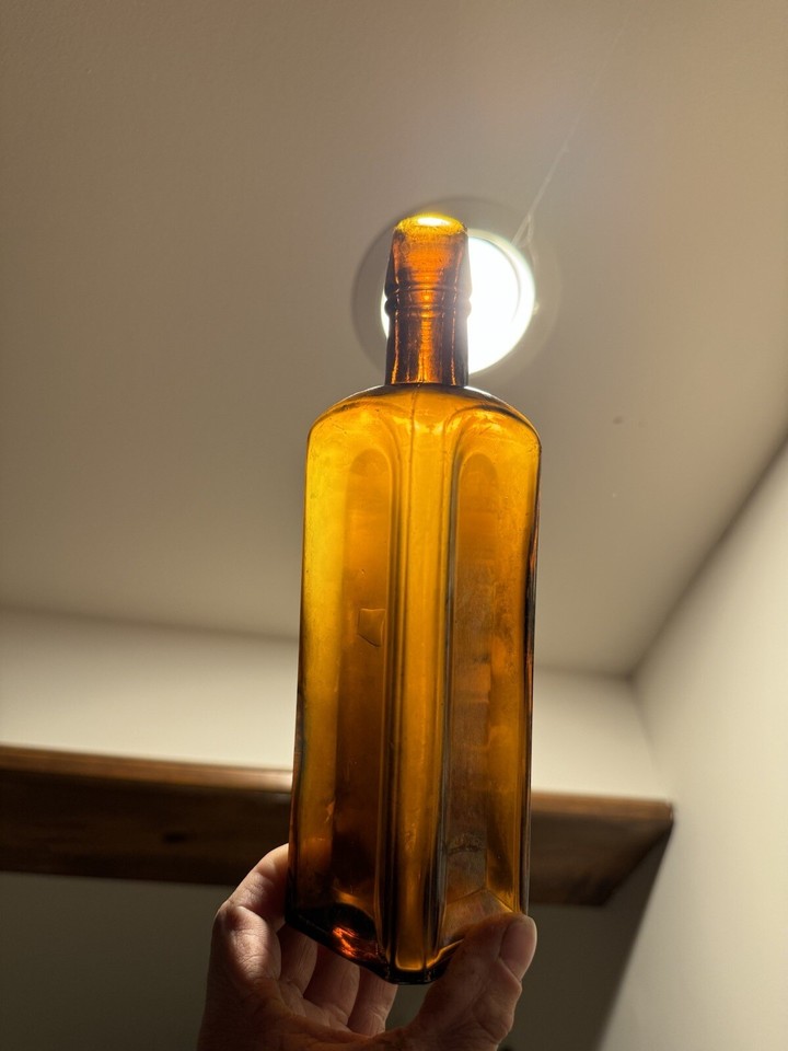 Nice Antique Honey Amber Blown Square Bitters Bottle 1890s Era Dug ...