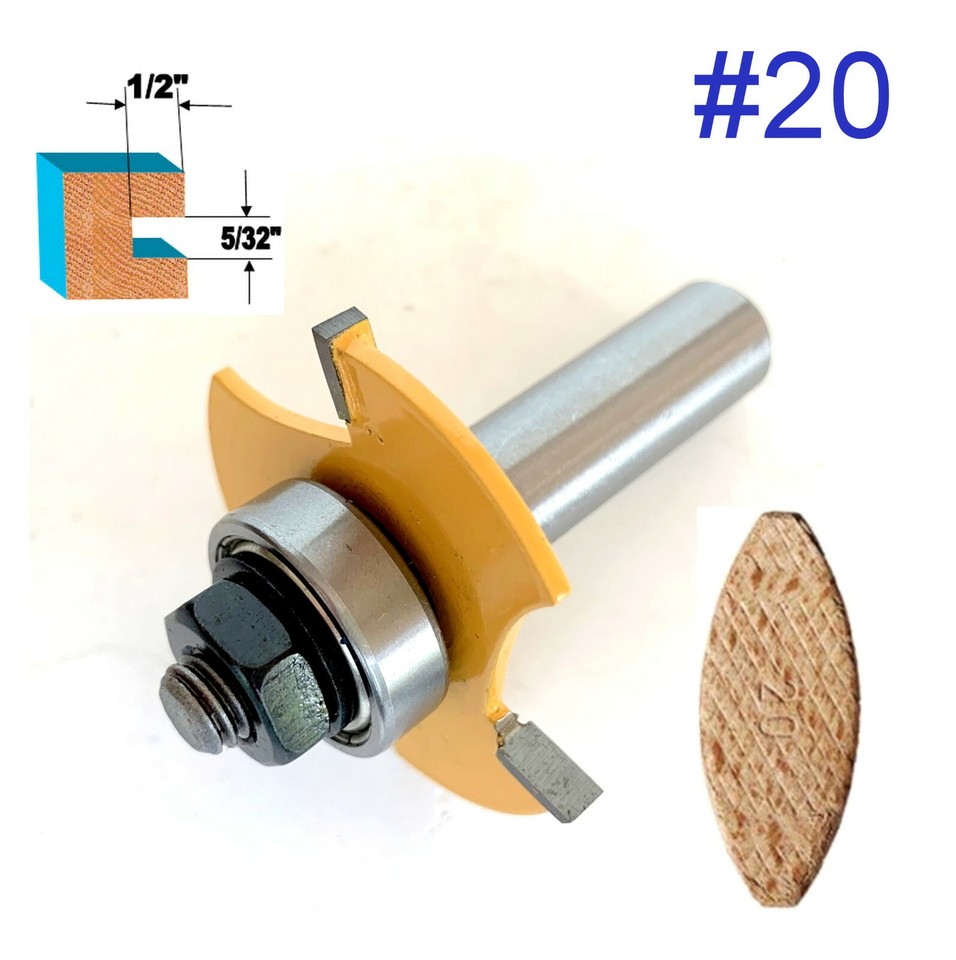 1 pc 1/2" SH Biscuit #20 Slotting 5/32"x1/2" Joint Assembly Router Bit ...