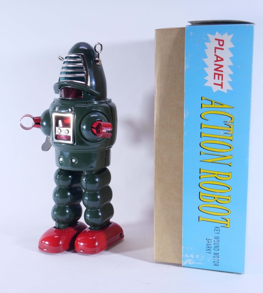 GREEN PLANET ACTION ROBOT KEY WOUND MOTOR SPARKY MIB | eBay