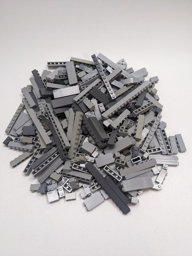 300pcs LEGO Gray Bricks 1 Stud Wide Lot 1x1 1x2 1x3 1x4 1x6 1x8 Mix MOC ...