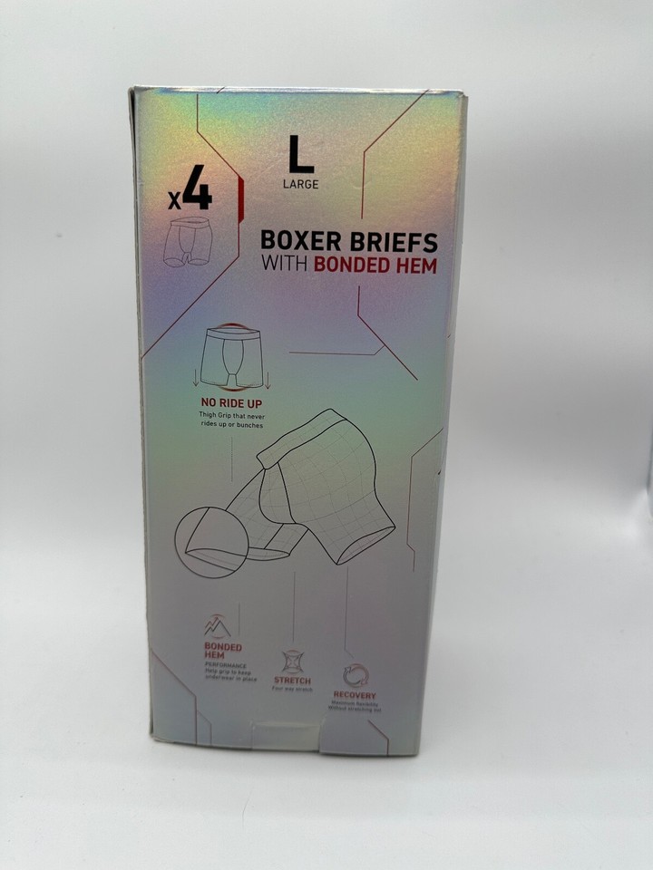 NEW 4 PACK MENS SPYDER BOXER BRIEFS WITH BONDED HEM THIGH GRIP STRETCH ...