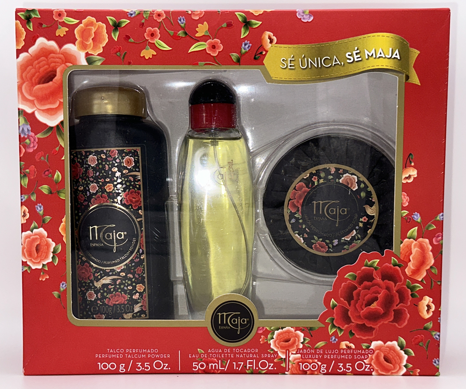 Maja 3 PC Gift Set-1.7 oz EDT Spray+3.5 oz Talcum Powder+3.5 oz Soap | eBay