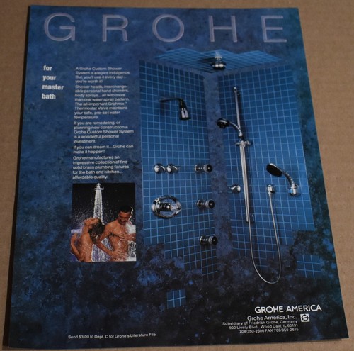 1992 Print Ad Sexy Grohe America Elegant Indulgence Lady Man Shower ...