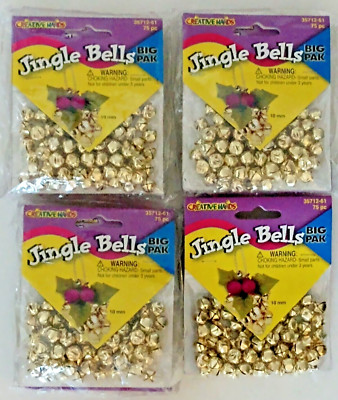 10 Packages of Gold Jingle Bells 10mm 75 bells per pack for 750 Bells ...