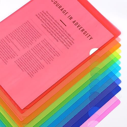 12Pack Clear Plastic File Folders Document Sleeves Paper Folder Sheet ...