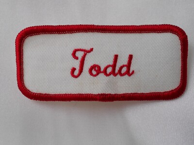 TODD USED EMBROIDERED VINTAGE SEW ON NAME PATCH TAGS ASSORTED COLORS | eBay