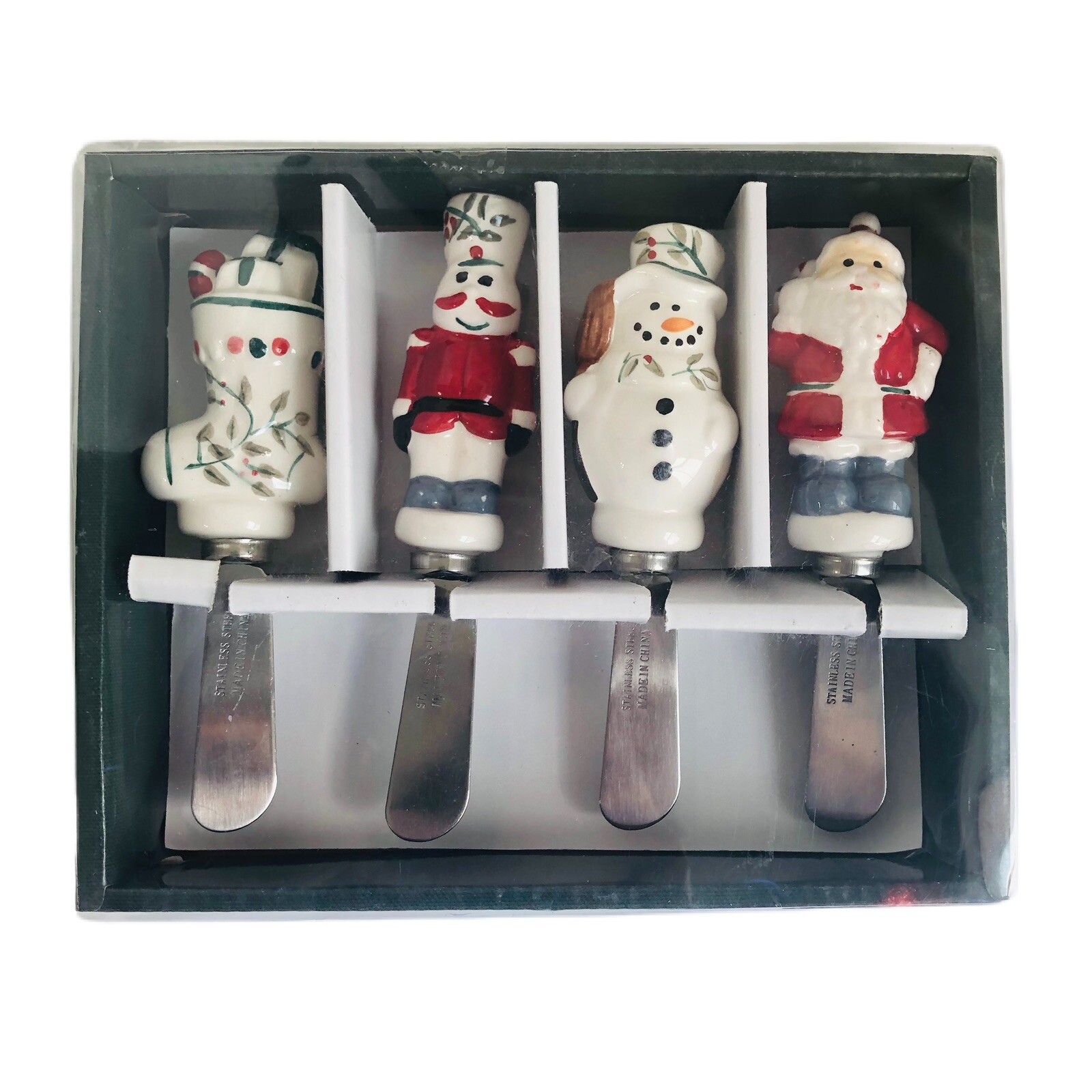 Pfaltzgraff Winterberry Christmas Snowman Santa Spreaders Set of 4 for ...