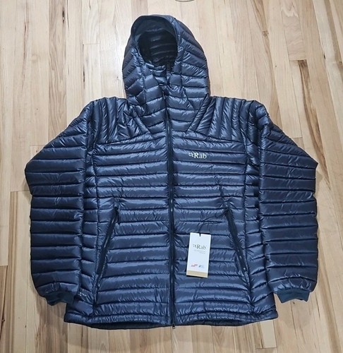 Mens Rab Microlight Summit Hydrophobic Down Puffer Jacket Hooded XL Blue/Gray | eBay