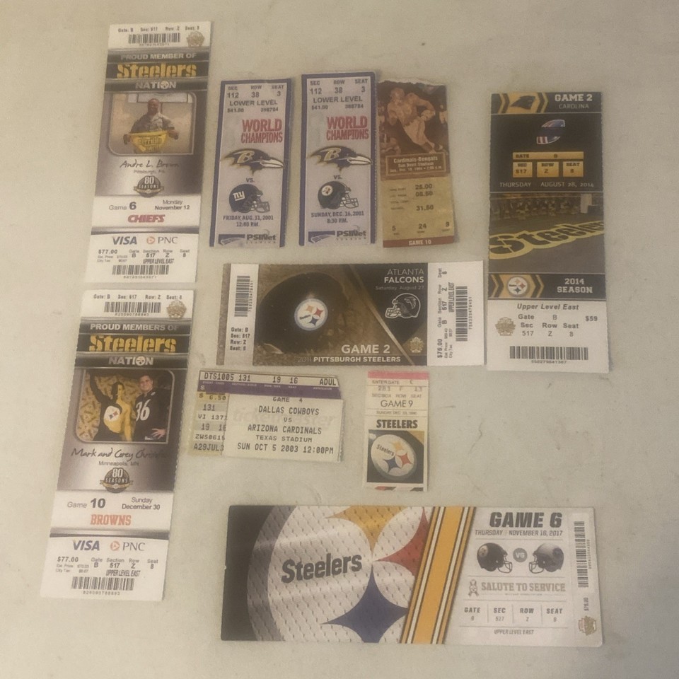 VINTAGE LOT OF NFL FOOTBALL TICKET STUBS LOT OF 52 STEELERS, RAVENS ...