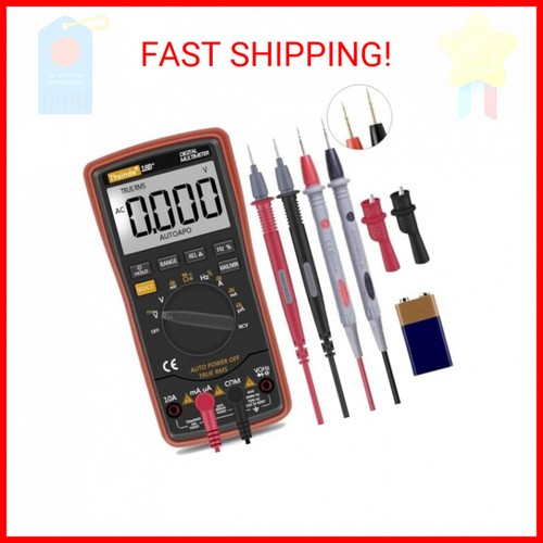 Auto Ranging Digital Multimeter TRMS 6000 with Battery Alligator Clips ...