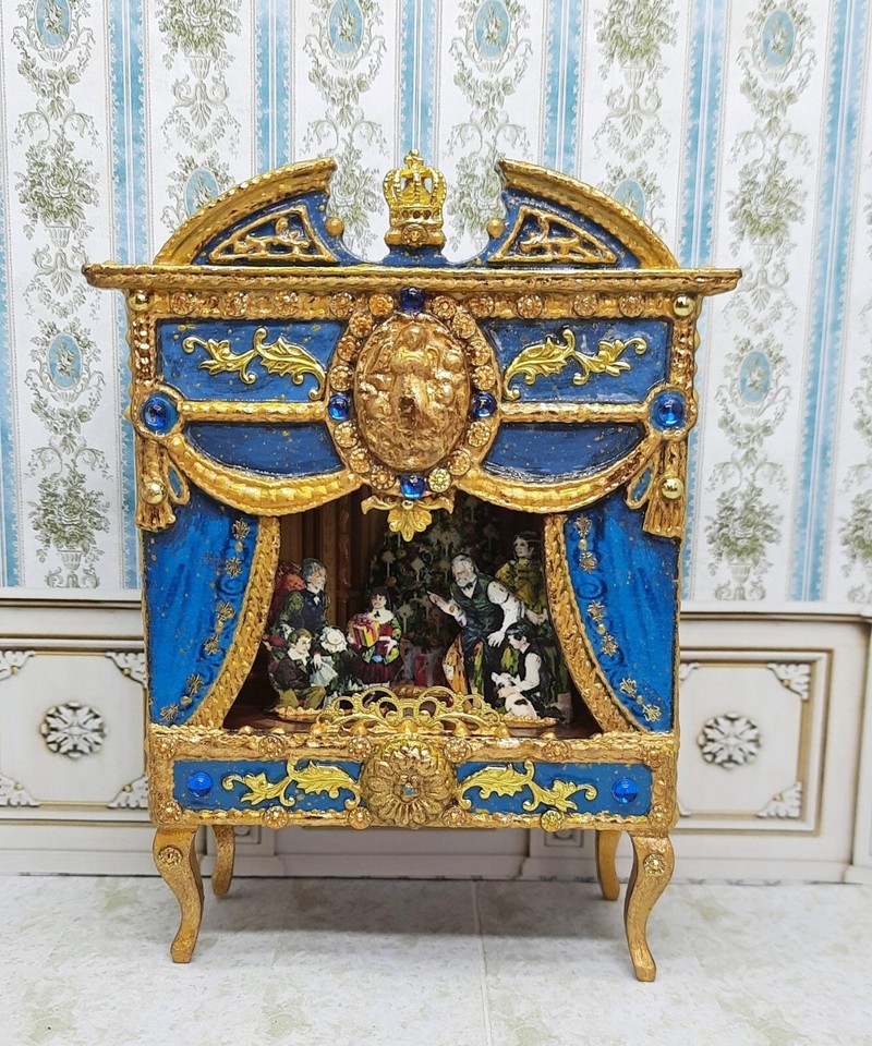 Puppet Doll Theater Christmas Gift LED Dollhouse Miniature Scale 1:12 ...