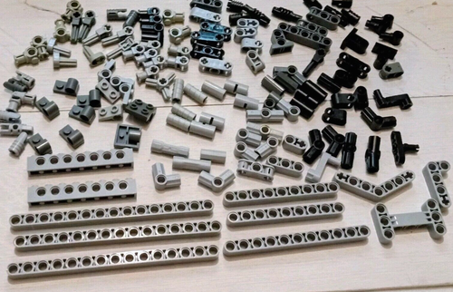 Lego Lot 3oz Light Gray Technic w/ Beams, Axles, Hubs, Bricks ...