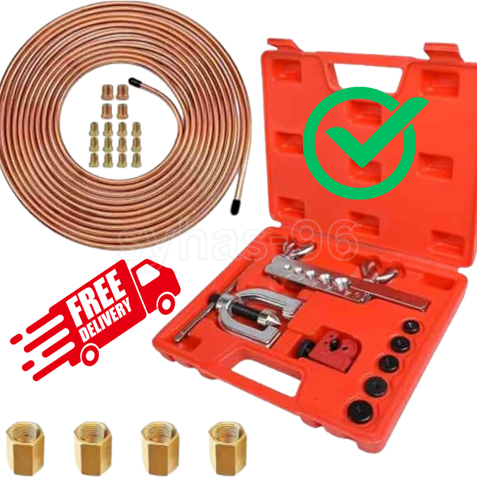 Brake Line Copper Coated Kit 25 FT 3/16 Inch Double & Single Flaring ...