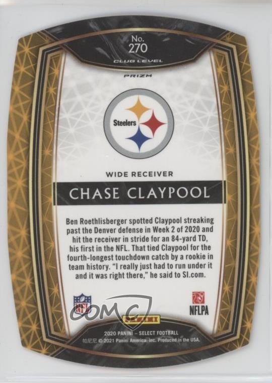2020 Panini Select Club Level Orange Prizm Die-Cut Chase Claypool #270 ...