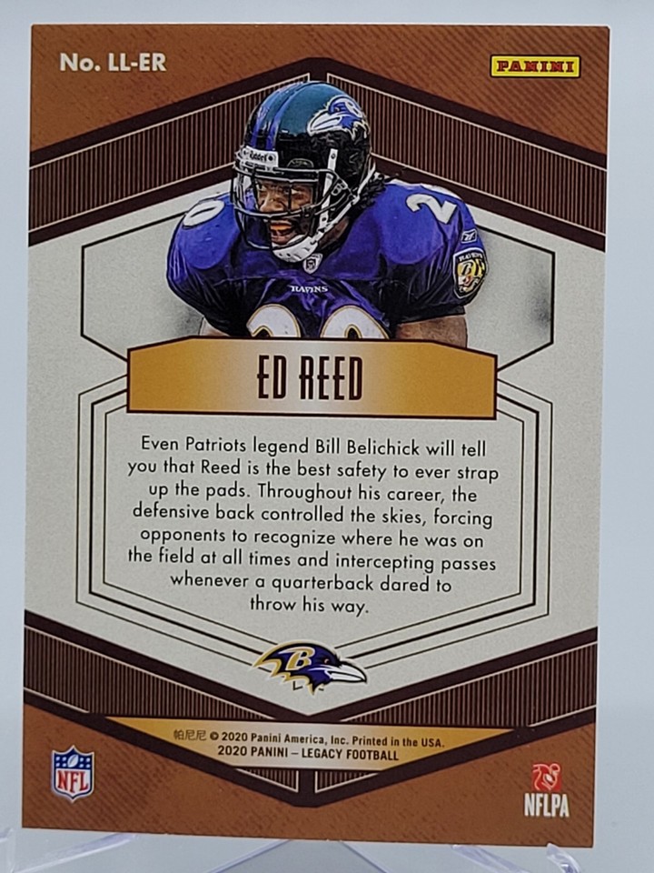 2020 PANINI LEGACY ED REED LASTING LEGACIES FOOTBALL CARD BALTIMORE ...