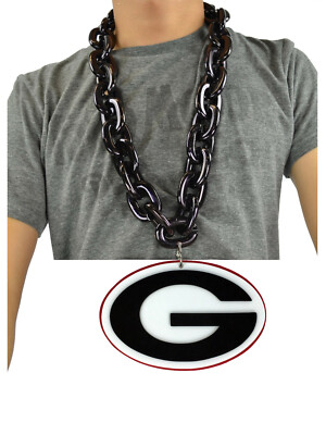 New NCAA Georgia Bulldogs BLACK Fan Chain Necklace Foam | eBay