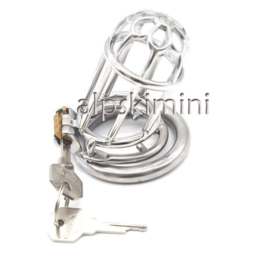 New Cage Device Restraint Lock Ring Stainless Steel Metal Male Chastity ...