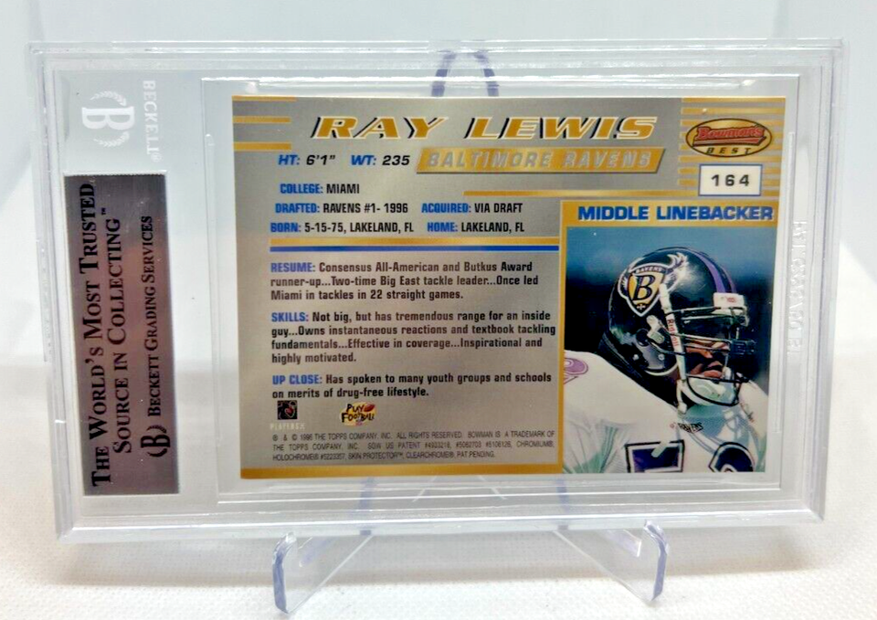BGS 9 - 1996 Bowman's Best RAY LEWIS RC #164 HOF Ravens | eBay
