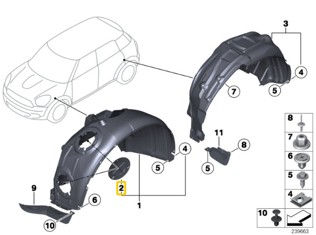 NEW - MINI R60 R61 Wheel Arch Liner Fog Head Light Cover Paceman ...