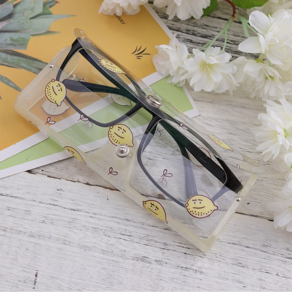 Lemon Plastic Glasses Case Pouch Buckle Clamshell PVC Clear Glasses Box ...