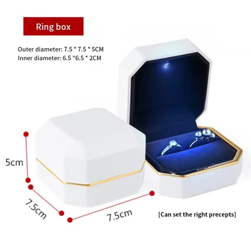 Diamond Ring Box with Led Light Jewelry Box Wedding Proposal Engagement ...