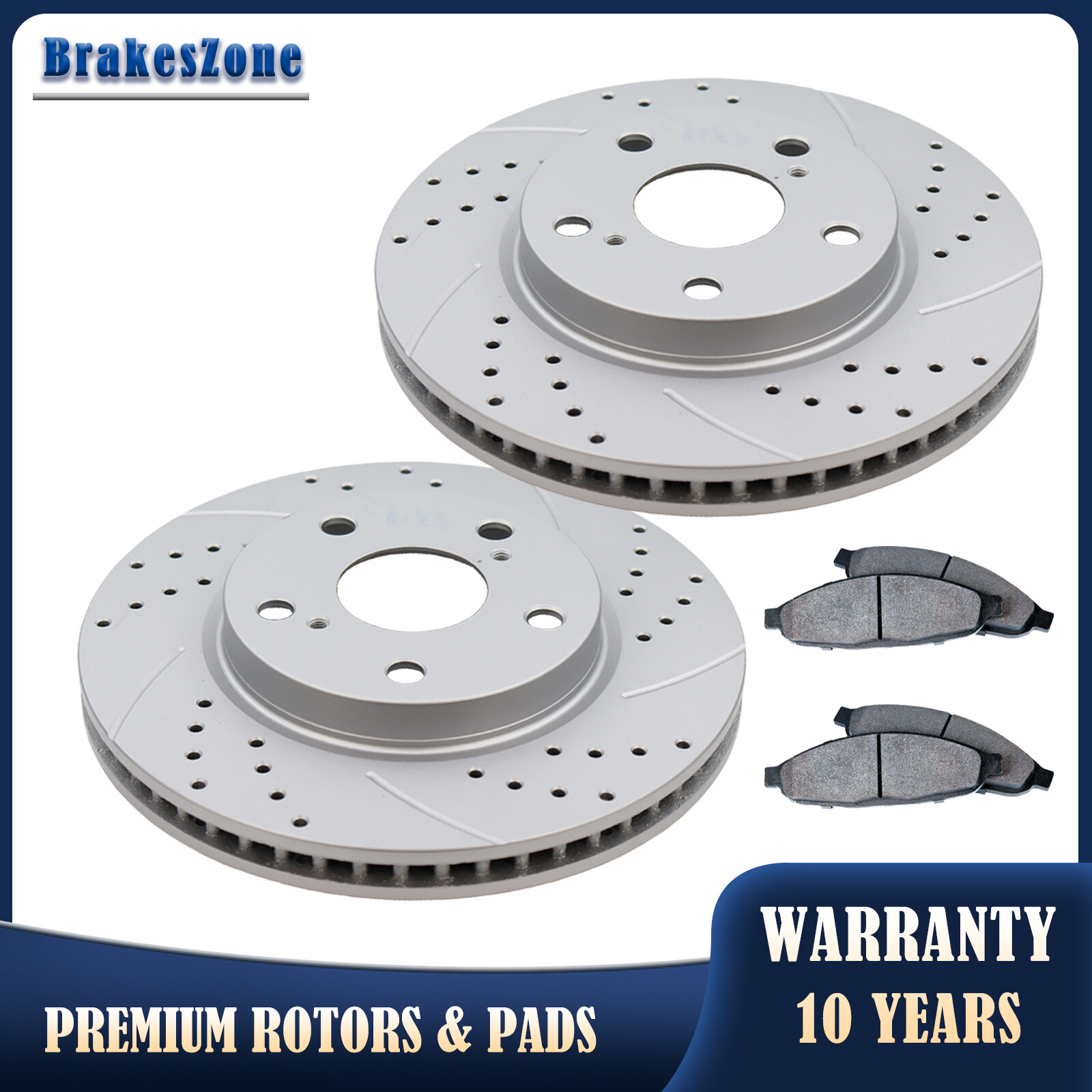 275mm Front Brake Rotors Pads for Toyota RAV4 Prius V Drilled Slotted ...