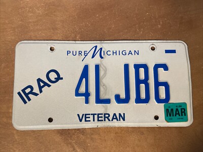 2016 Michigan License Plate Iraq Veteran License Plate # 4LJB6 | eBay