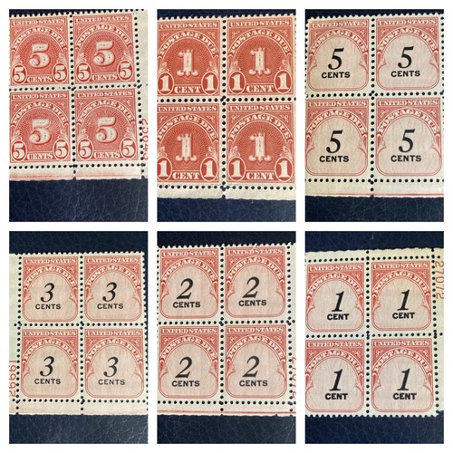 Lot~Postage Due 1931 5c & 1c Rotary Press Block 1959 3c & 2c & 1c Red ...