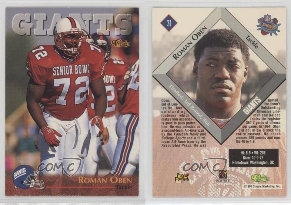 1996 Classic NFL Rookies Roman Oben #31 1e9y | eBay