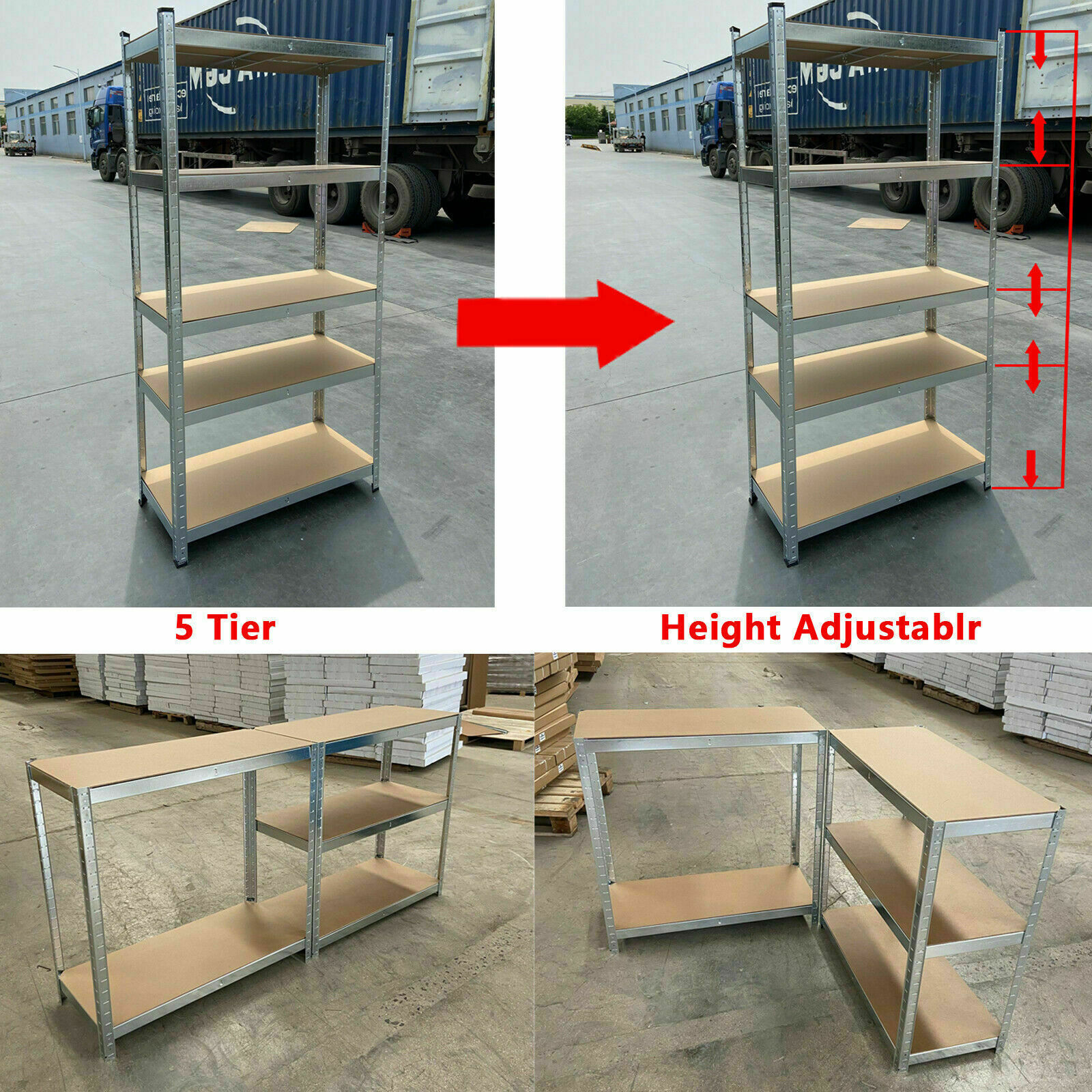 Garage Racking 5 Tier Shelving Unit Boltless Heavy Duty Metal Shelf ...