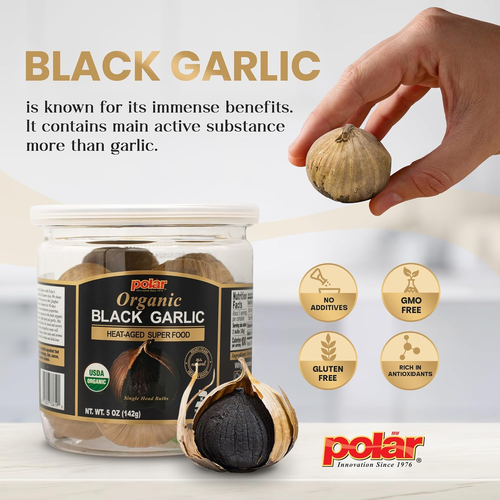 USDA Organic Black Garlic 5 Oz (Pack of 1), Whole Bulbs, Easy Peel, All ...