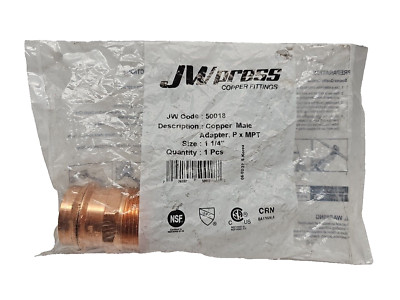 JW 1-1/4" MIP x Press Copper Male Adapter P x MPT Copper Fitting 50018 ...