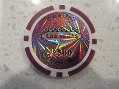 $500 Purple Laser Holo Casino Chip Las Vegas Welcome Sign + FREE Poker ...