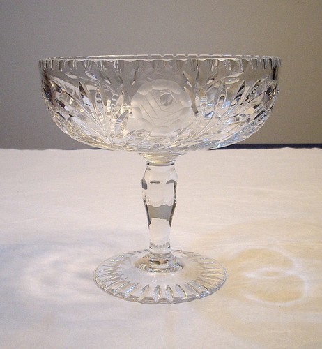 VINTAGE LARGE ROSE CUT CRYSTAL COMPOTE | eBay