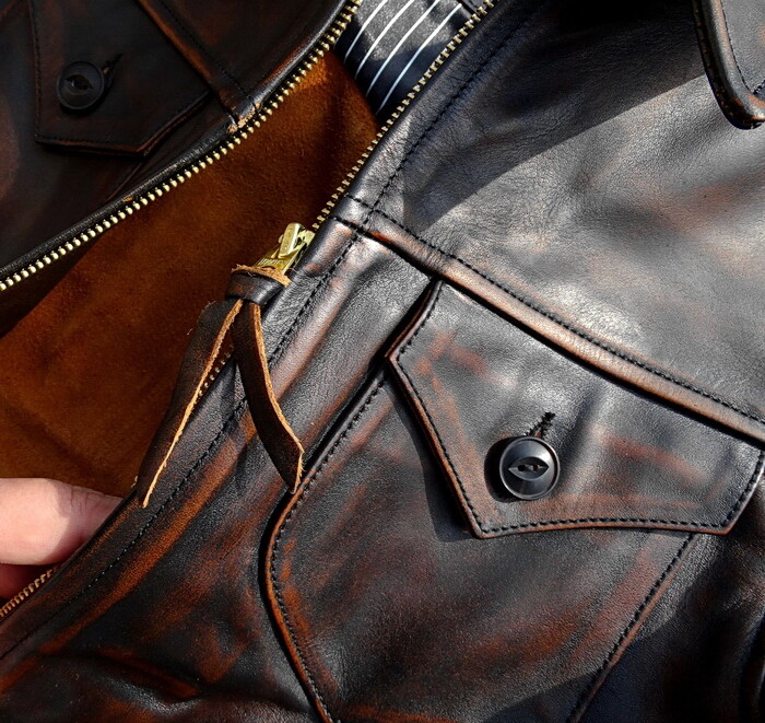 Mens Distressed Tea Core Horsehide Leather Jacket - Vintage Western ...