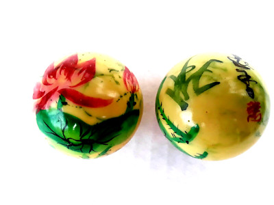 A Set of Chinese Hand prints BaoDing IRON Balls W/ Musical Chime, Lotus ...