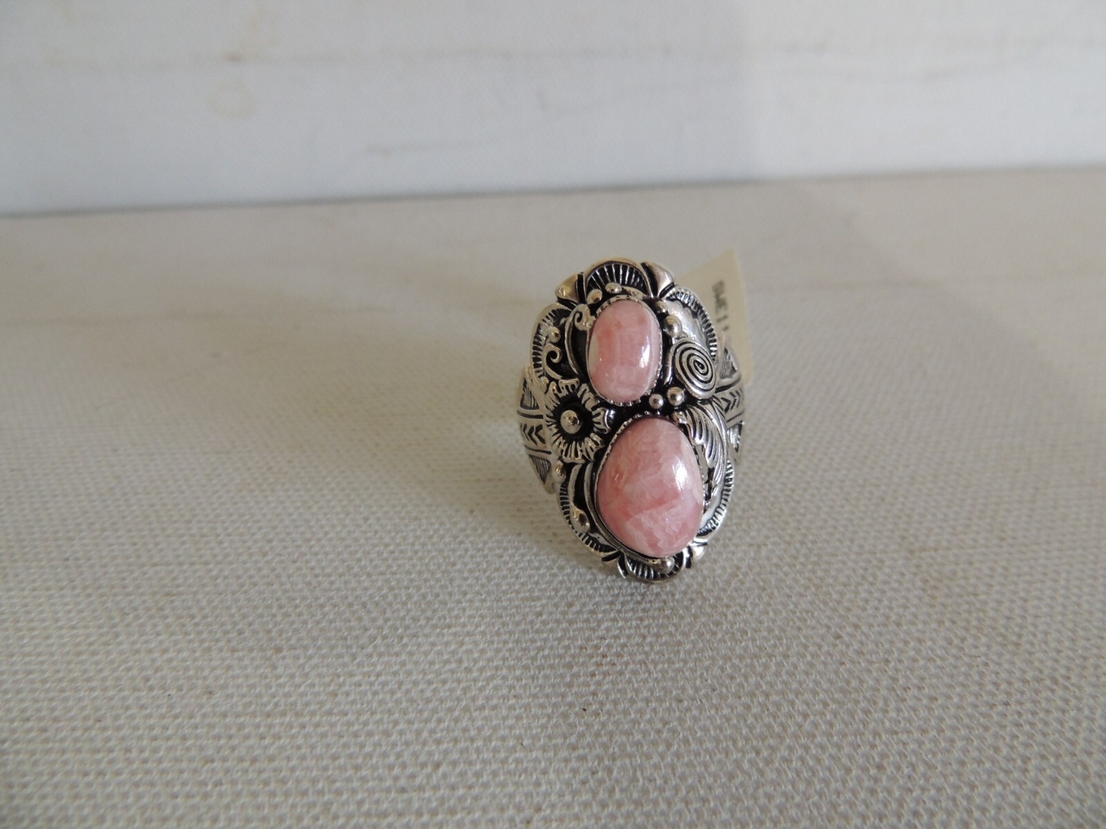 925 BBJ STERLING SILVER LARGE SW BLOSSOM DESIGN RING W/RHODOCHROSITE ...